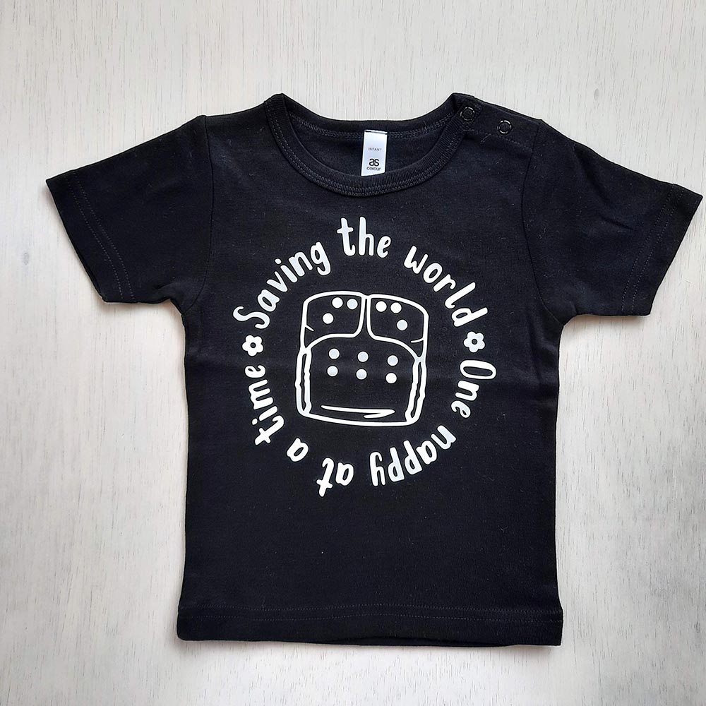 Printed Cloth Nappy Tee With Outline Print - Saving The World One Nappy ...