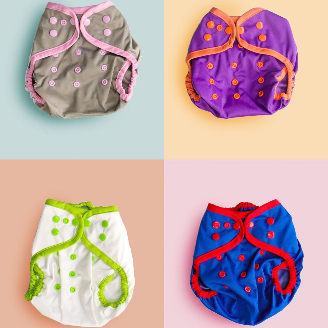 One-size-fits-most (OSFM) waterproof nappy cover for use over flats and ...